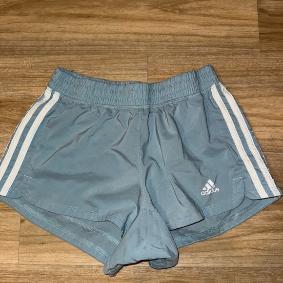 adidas | Shorts | Adidas Light Blue Running Shorts With White Stripes ...